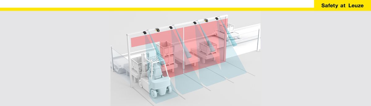 Multi-station access guarding in forklift truck logistics | Leuze